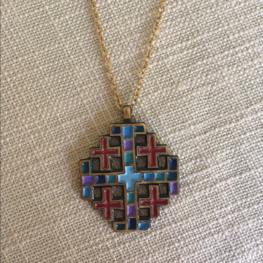 1969 Terra Sancta Guild Cross Hand Painted Israel - Gem